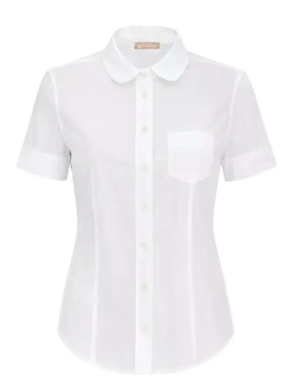 John Galliano Short-sleeved Peter Pan Collar Shirt - White
