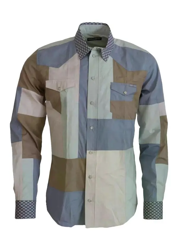 Dolce & Gabbana Patchwork Cotton Shirt - Blue
