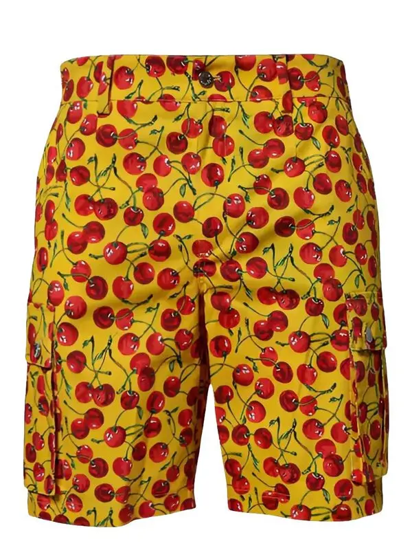 Dolce & Gabbana Cherry Print Cargo Shorts - Yellow