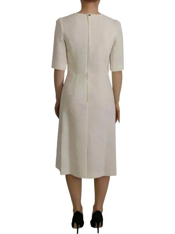 Dolce & Gabbana Floral Jacquard Midi Dress - White
