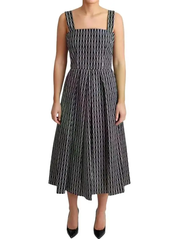 Dolce & Gabbana Geometric Print A-line Midi Dress - Black