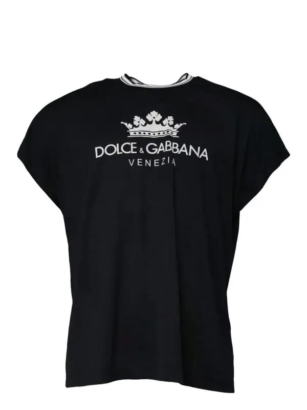 Dolce & Gabbana Logo-print Crown-motif T-shirt - Black