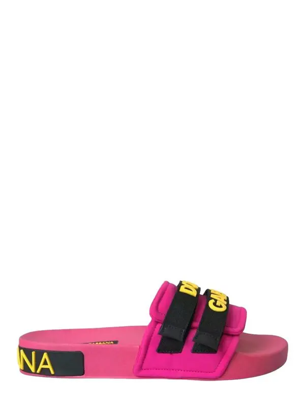 Dolce & Gabbana Logo Print Touch-strap Sandals - Pink