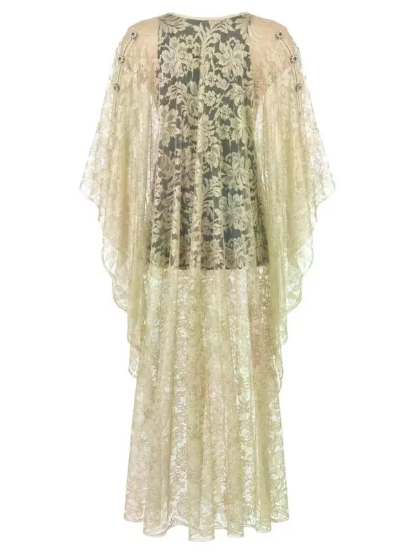Dolce & Gabbana Floral Lace Crystal-embellished Maxi Dress - Gold