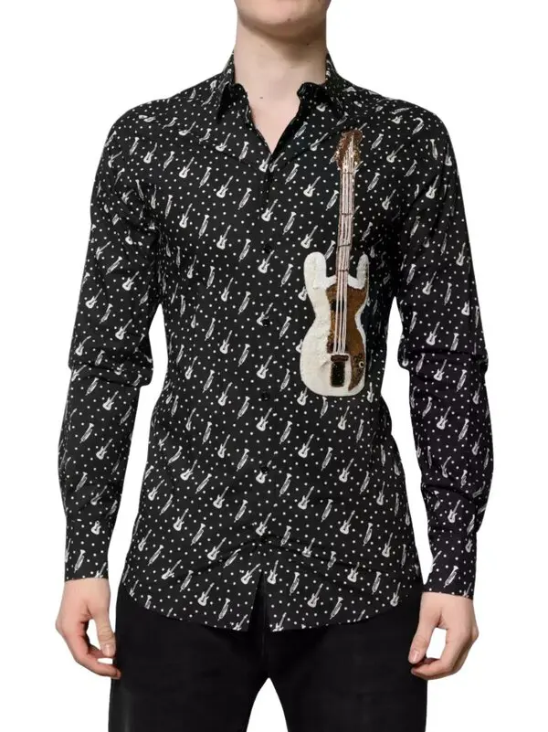 Dolce & Gabbana Sequin-embellished Instrument-print Shirt - Black