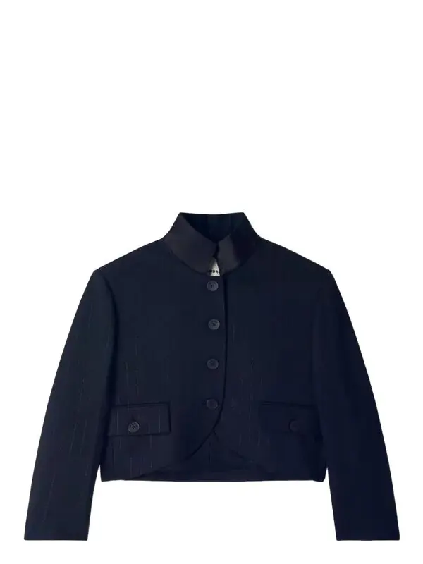 Sandro Striped Stand-up Collar Blazer - Black