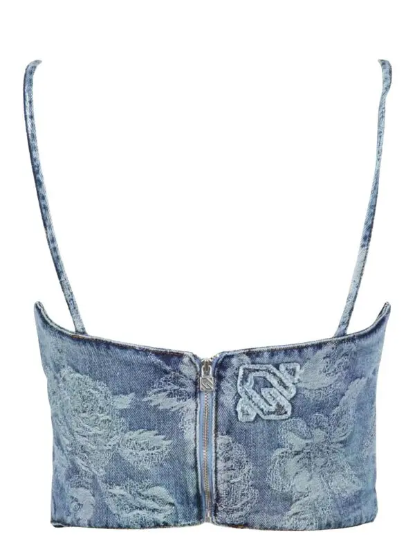 Giuseppe Di Morabito Floral Jacquard Denim Top - Blue