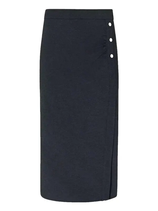 Pinko Charcoal Button Detail Pencil Skirt - Grey