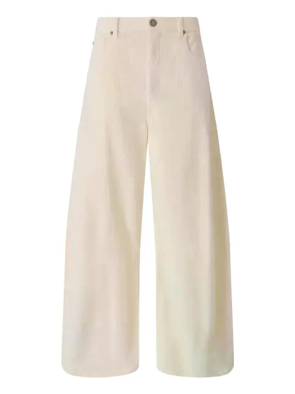 Pinko Corduroy Wide-leg Trousers - Neutrals