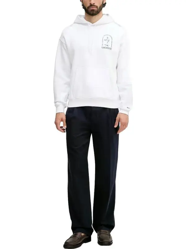 Lacoste Graphic Print Drawstring Hoodie - White