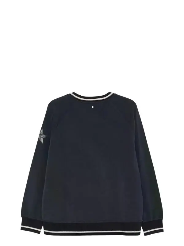 Lorena Antoniazzi Raglan Sleeve Sweater With Stripe Trim And Star Patch - Blue