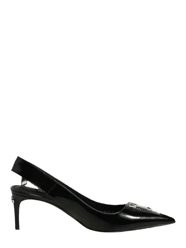 Dolce & Gabbana Patent Finish Pointed Toe Pumps With Zipper Detail - Black
