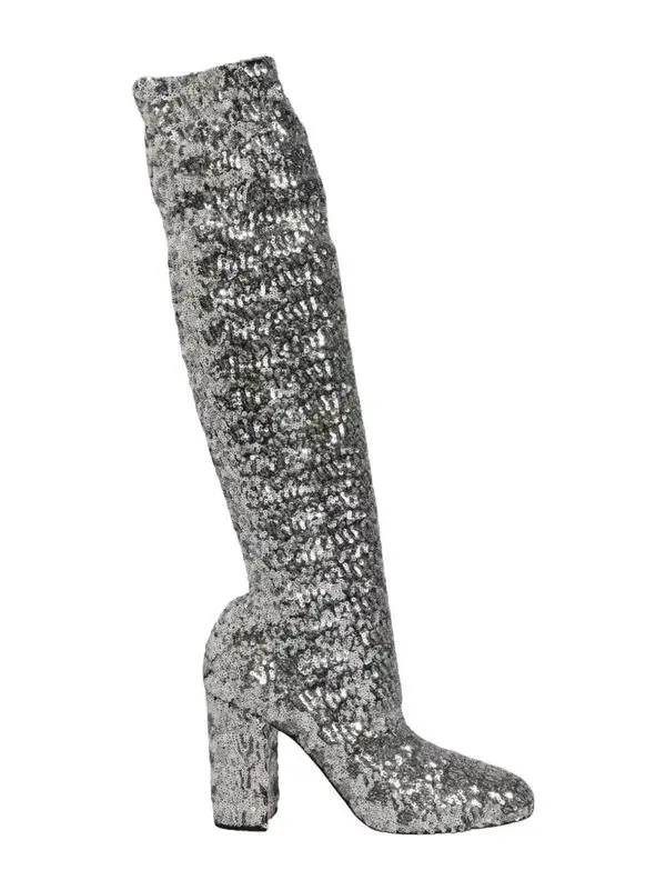 Dolce & Gabbana Sequined Over-the-knee Boots - Silver