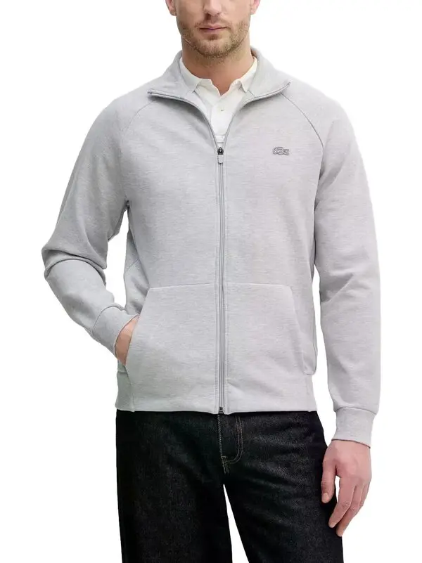 Lacoste Zip-up Sweater With Embroidered Logo - Grey