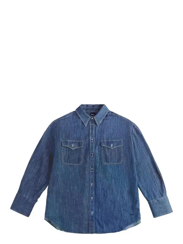 FAY Logo Embroidered Chest Pockets Shirt - Blue
