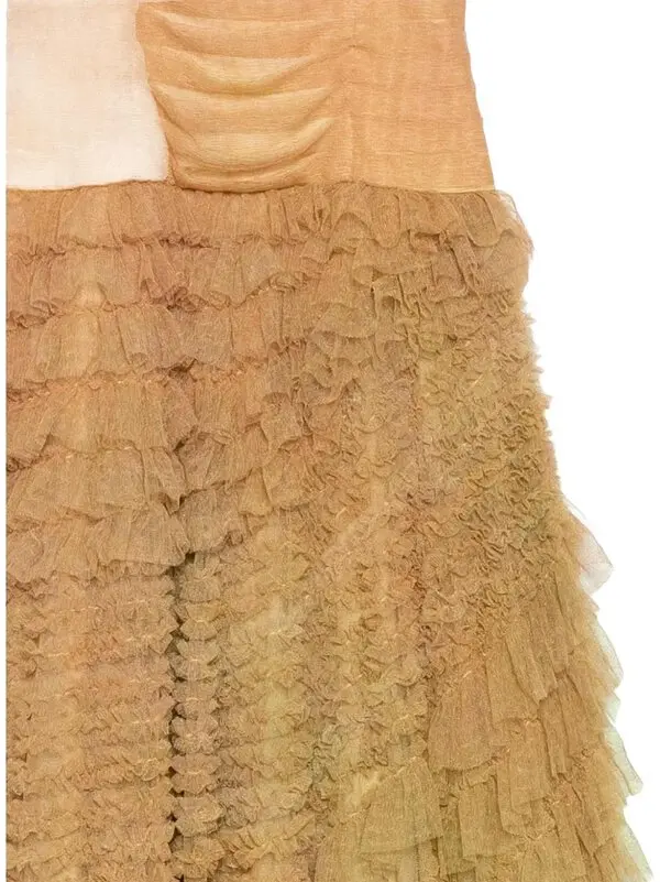 Dior Ruffled Strapless Gown - Neutrals