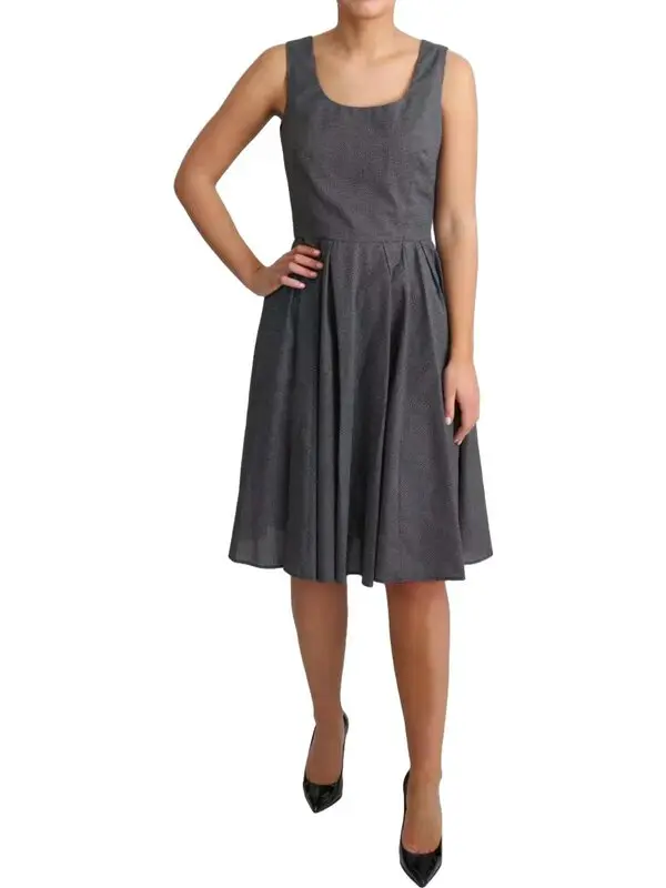 Dolce & Gabbana Polka-dot A-line Midi Dress - Grey