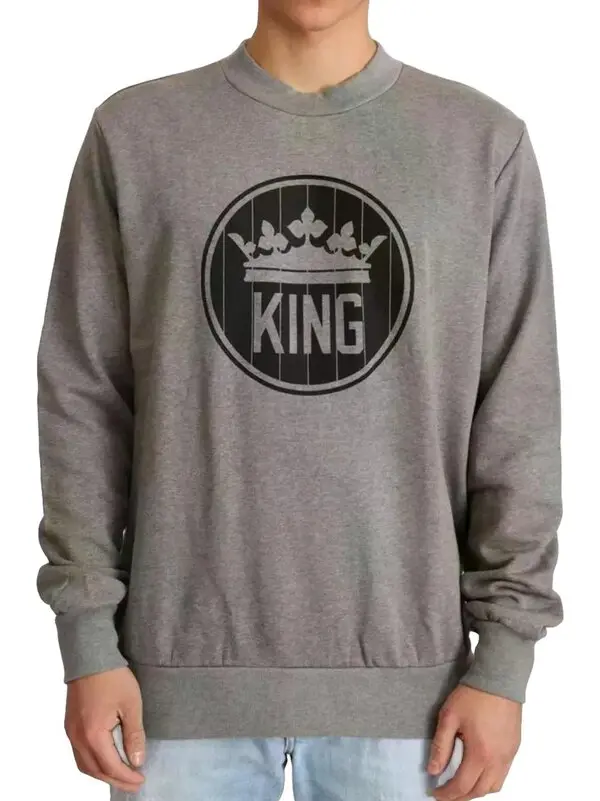 Dolce & Gabbana Crew Neck Sweatshirt With Crown Print - Grey