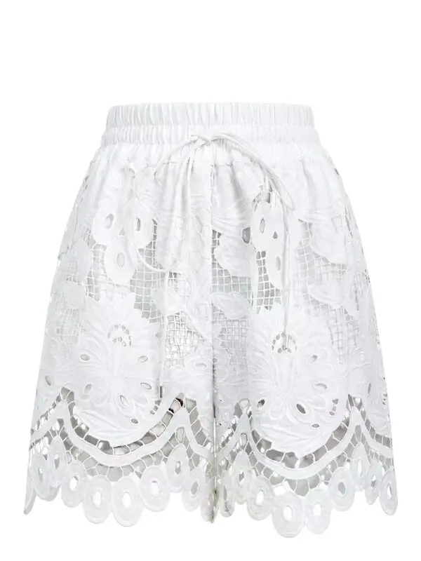 Dolce & Gabbana Lace Cutout Wide Leg Shorts - White