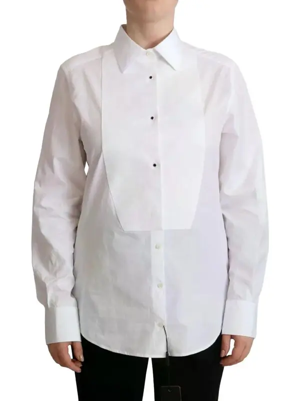 Dolce & Gabbana Long-sleeved Tuxedo Shirt With Bib Panel - White