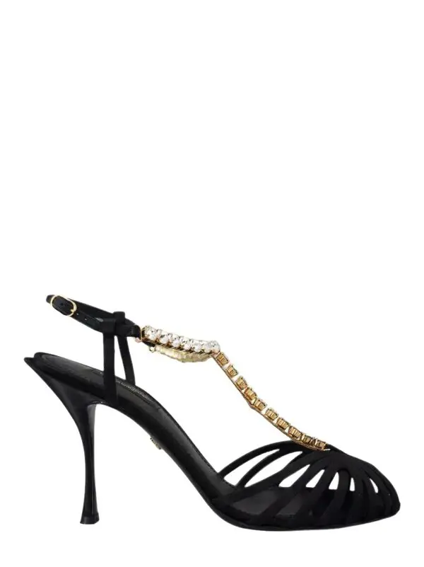Dolce & Gabbana Embellished T-strap Sandals - Black