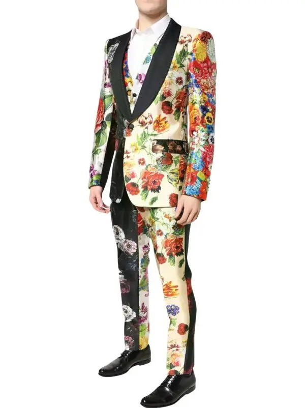 Dolce & Gabbana Floral-print Single-breasted Suit - Black