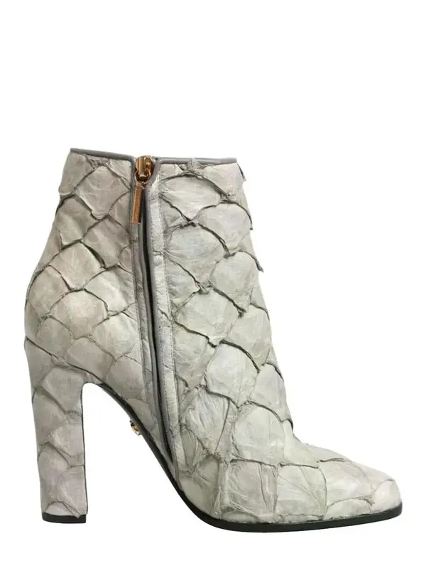 Dolce & Gabbana Textured Leather Ankle Boots - Grey