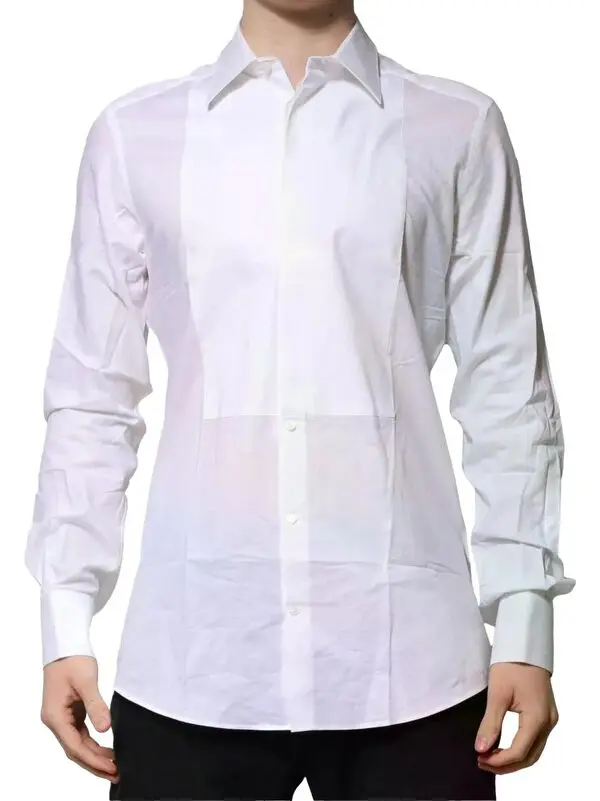 Dolce & Gabbana Gold Bib-front Cotton-poplin Shirt - White