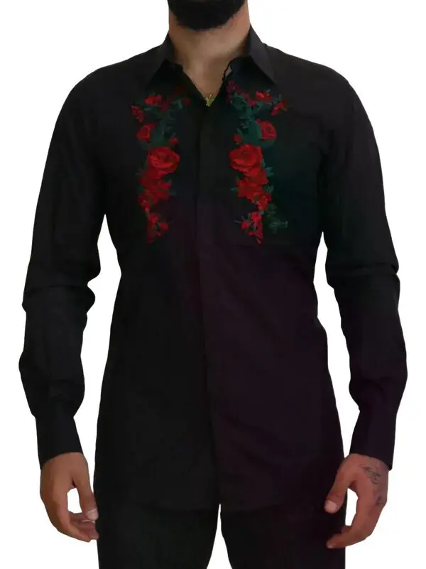 Dolce & Gabbana Floral-embroidered Shirt - Black
