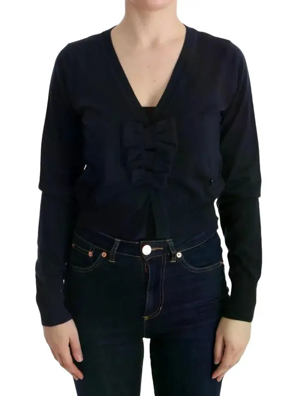 MARGHI LO' Marghi Lo Bow Detail V-neck Cardigan - Blue