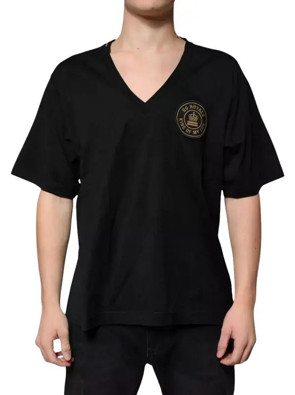 Dolce & Gabbana Dg-logo V-neck T-shirt - Black