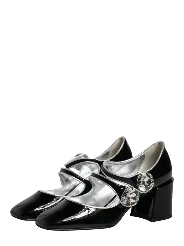 Dolce & Gabbana Patent Leather Crystal Embellished Mary Jane Pumps - Black