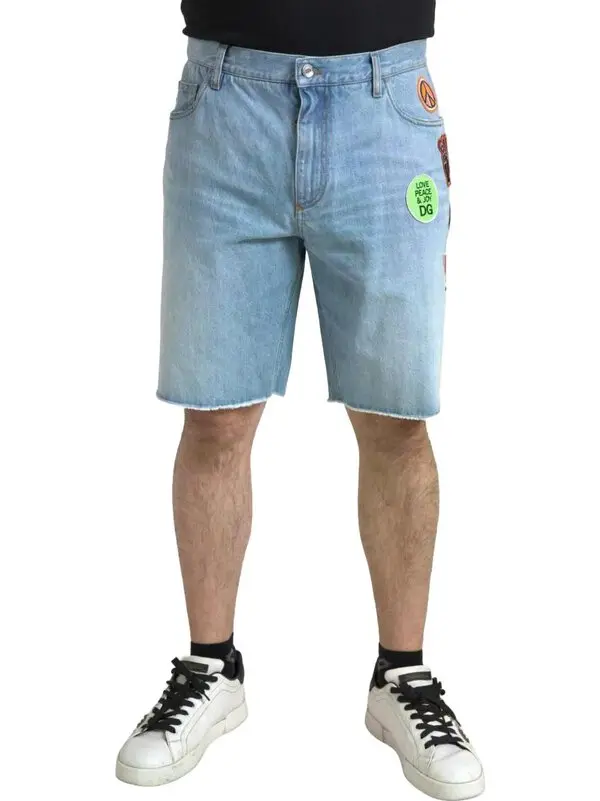 Dolce & Gabbana Patchwork Denim Shorts - Blue