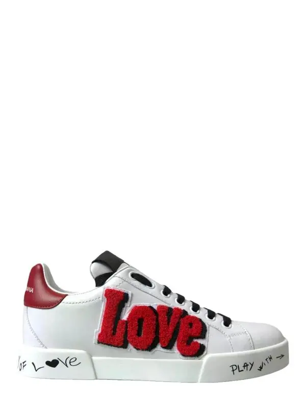 Dolce & Gabbana Portofino Love Patch Sneakers - White