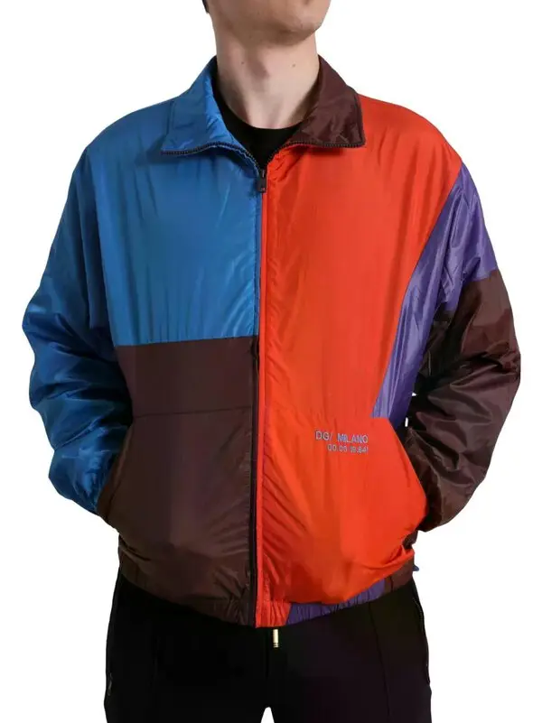 Dolce & Gabbana Colorblock Logo Embroidered Jacket - Red