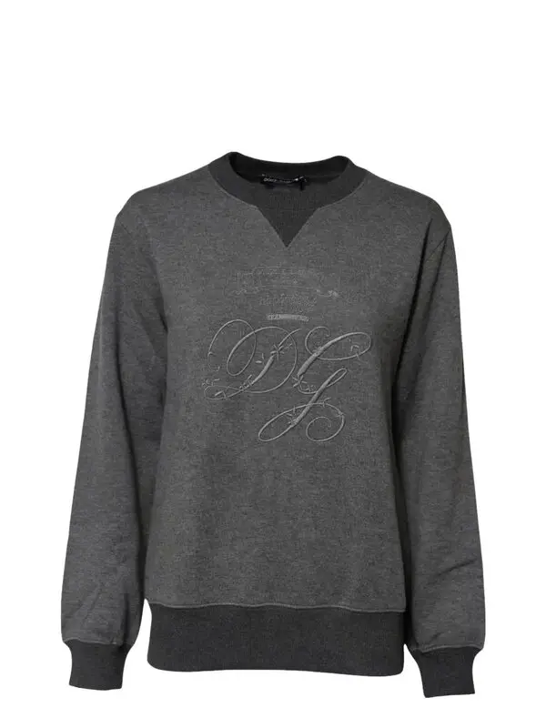 Dolce & Gabbana Logo Embroidered Round Neck Sweater - Grey