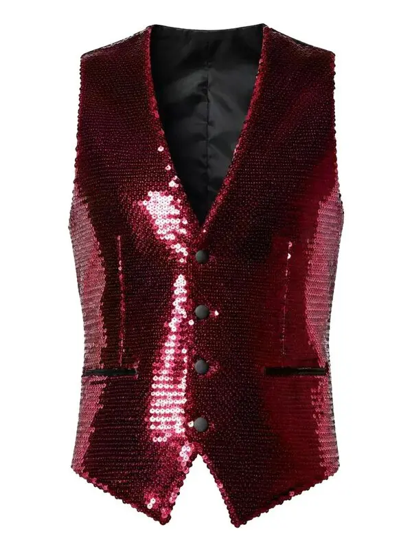 Dolce & Gabbana Sequin-embellished V-neck Waistcoat - Red