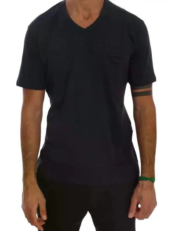 DANIELE ALESSANDRINI Patch-pocket V-neck T-shirt - Blue