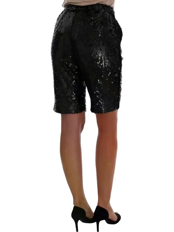 Dolce & Gabbana Sequin Embellished Knee-length Tailored Shorts - Black