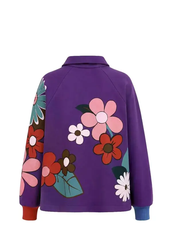 Dolce & Gabbana Floral Print Drawstring Collar Sweater - Purple