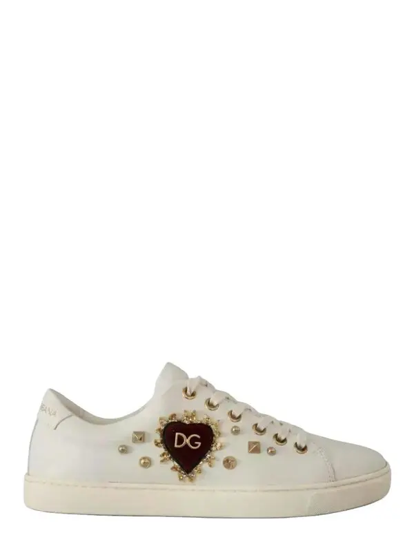Dolce & Gabbana Stud-embellished Leather Sneakers - White