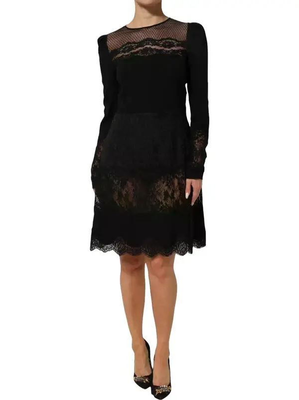 Dolce & Gabbana Floral-lace A-line Mini Dress - Black