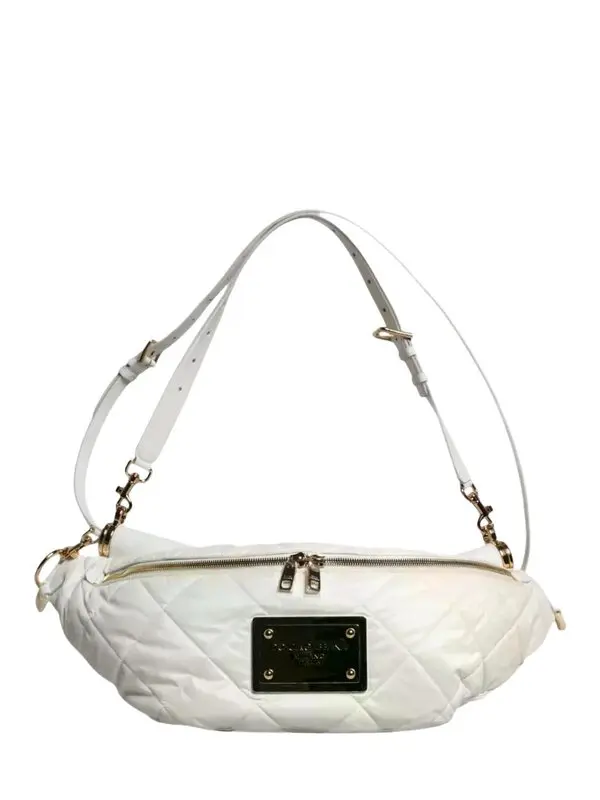 Dolce & Gabbana Quilted Logo Plaque Belt Bag - White