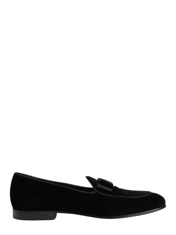 Dolce & Gabbana Velvet Loafers With Bow Detail - Black