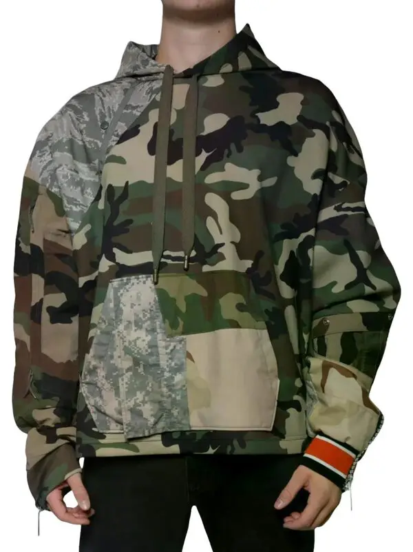 Dolce & Gabbana Camouflage Patchwork Hoodie - Green