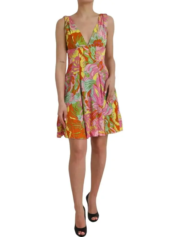 Dolce & Gabbana Sleeveless V-neck Mini Dress - Pink