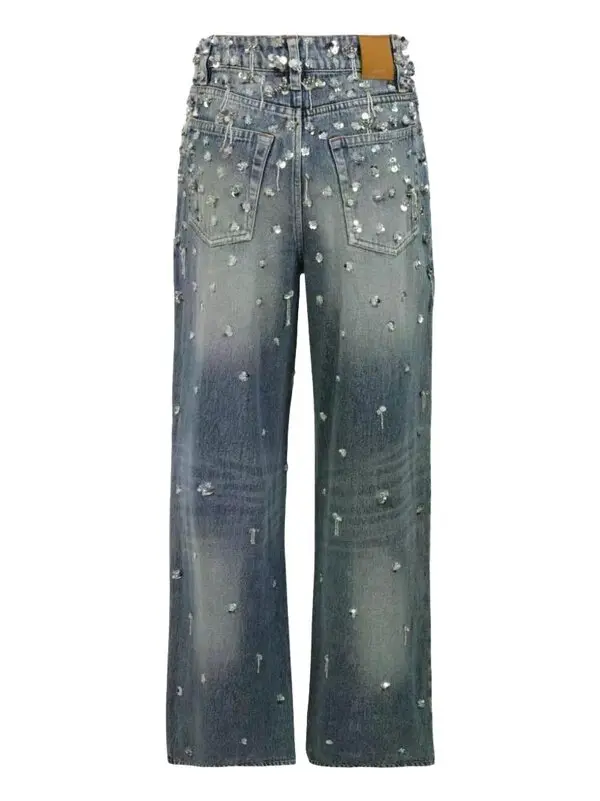 Simkhai Kydra Crystal-embellished Wide Leg Jeans - Blue