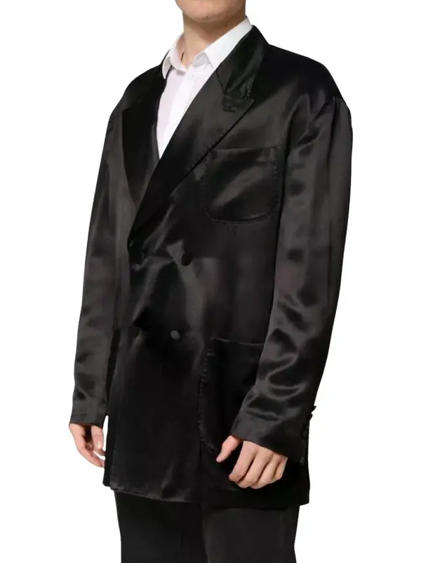 Dolce & Gabbana Double-breasted Silk Blazer - Black