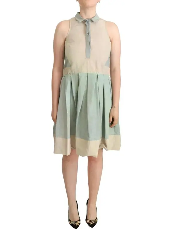 'COMEFORBREAKFAST' Comeforbreakfast Sleeveless Pleated A-line Mini Dress - Blue