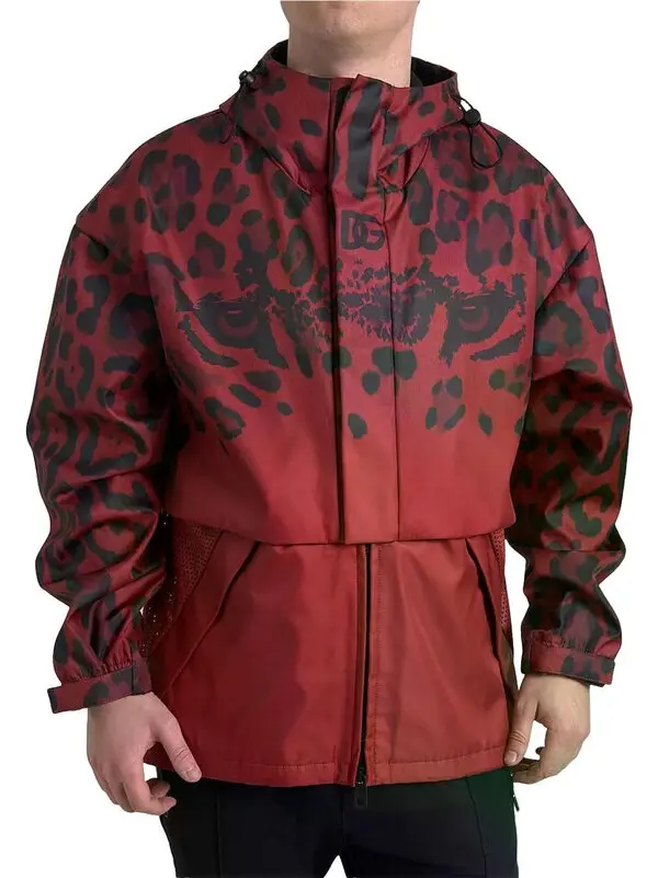 Dolce & Gabbana Leopard Print Hooded Jacket - Red